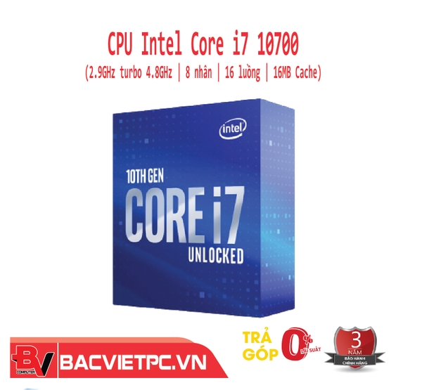 CPU Intel Core i7-10700 (2.9GHz turbo up to 4.8GHz, 8 nhân 16 luồng ...